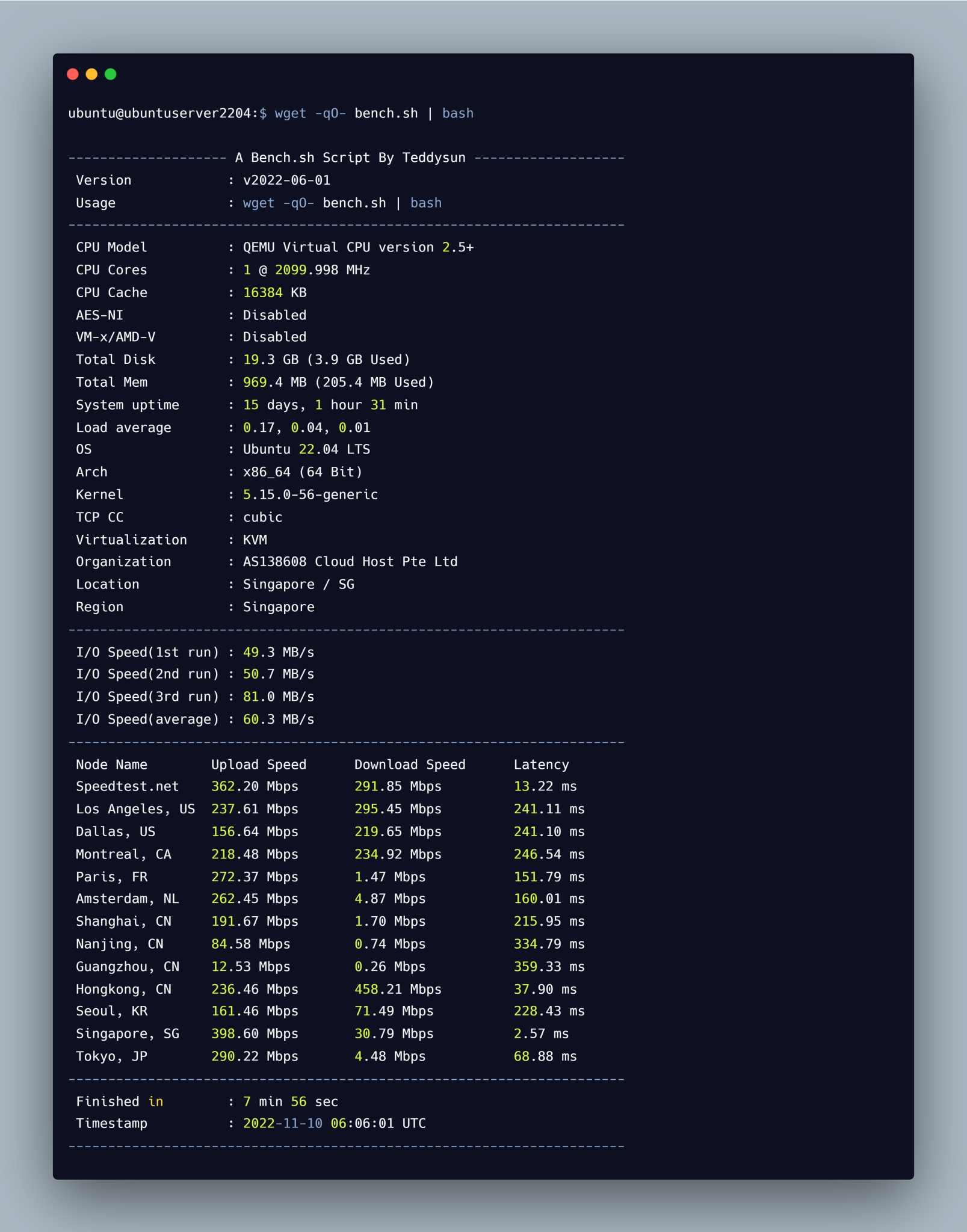 Benchmark server sederhana menggunakan Bench.sh – Notes